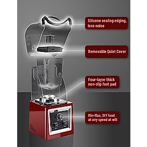 WantJoin Professional Soundproof Quiet Blender, Commercial Smoothie Blenders Countertop Blender with Shield Sound Enclosure,Multifunctional,Speed Control,Self-Cleaning