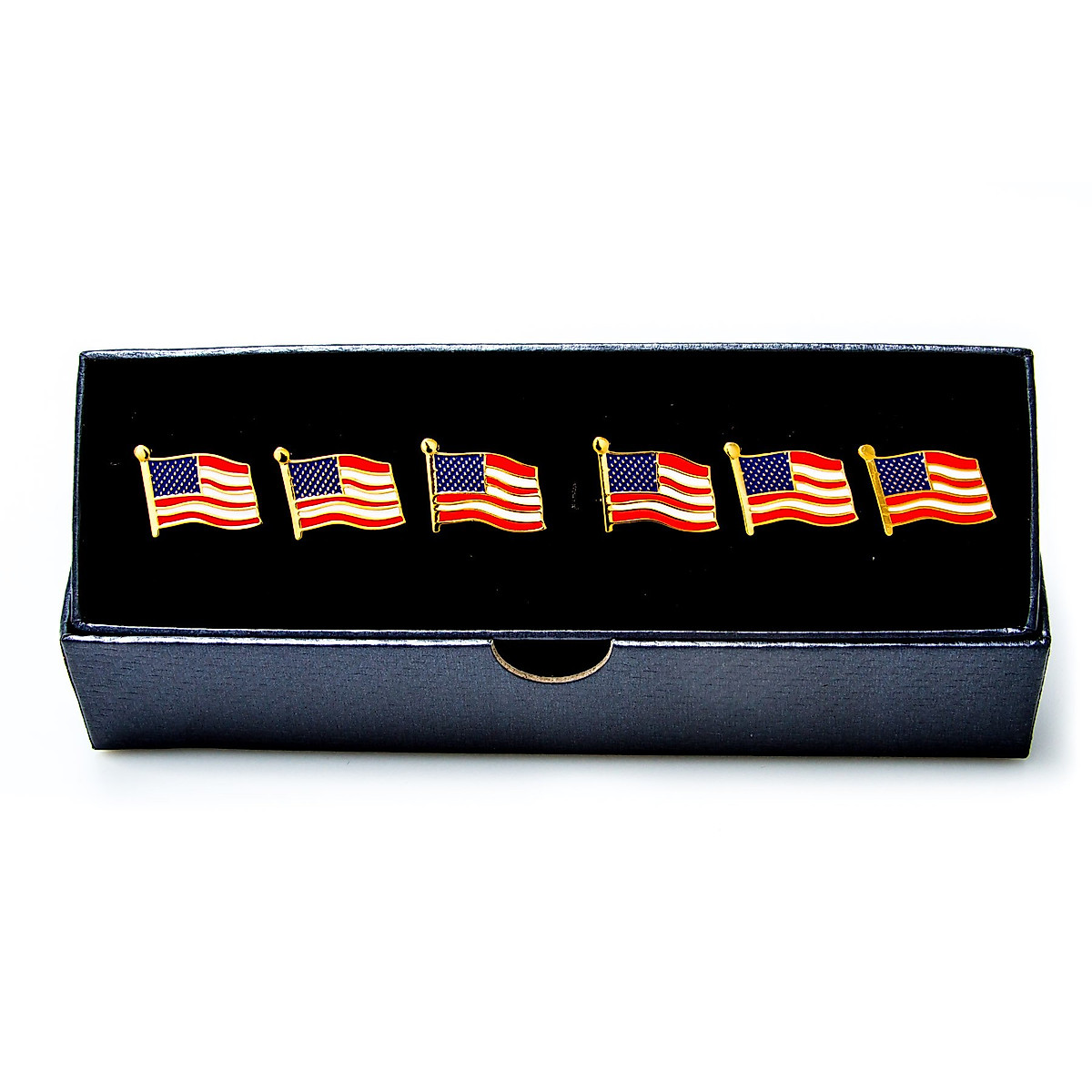 MRCUFF United States of America Flag USA Tuxedo Cufflinks and Studs Set in a Presentation Gift Box & Polishing Cloth