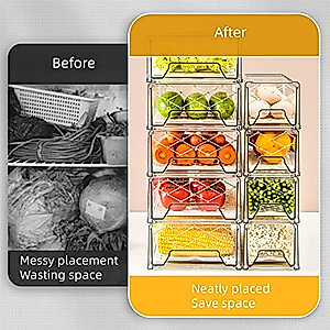 BuonHucs Pantry Organization and Storage, Refrigerator Organizer Bins, Fridge Pull-Out Drawer Containers, Stackable Storage Bins for Kitchen, Cabinet, Closet, Bathroom (2 PACK, 12.6"L x 8"W x 4.4"H)
