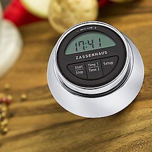 Zassenhaus Magnetic Retro Digital Kitchen Timer, 2.75-Inch, Silver