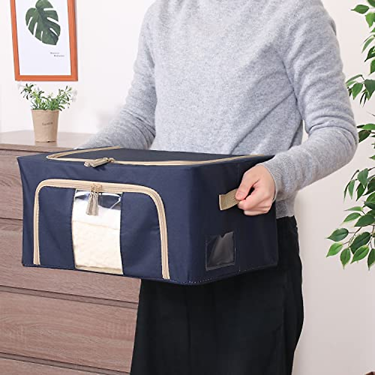 Fuji Boeki 63513 Storage Box, Width 15.4 x Depth 11.4 x Height 7.9 inches (39 x 29 x 20 cm), Blue, 5.6 gal (22 L), with Small Window, Stackable