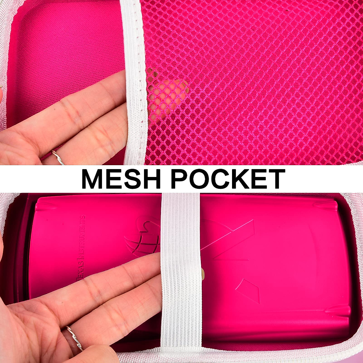 Case Only Compatible with Texas Instruments TI-30XIIS Scientific Calculator, Travel Office Calculators Storage Holder Bag with Extra Mesh Pocket for Pens, USB Cables and Accessories - Red