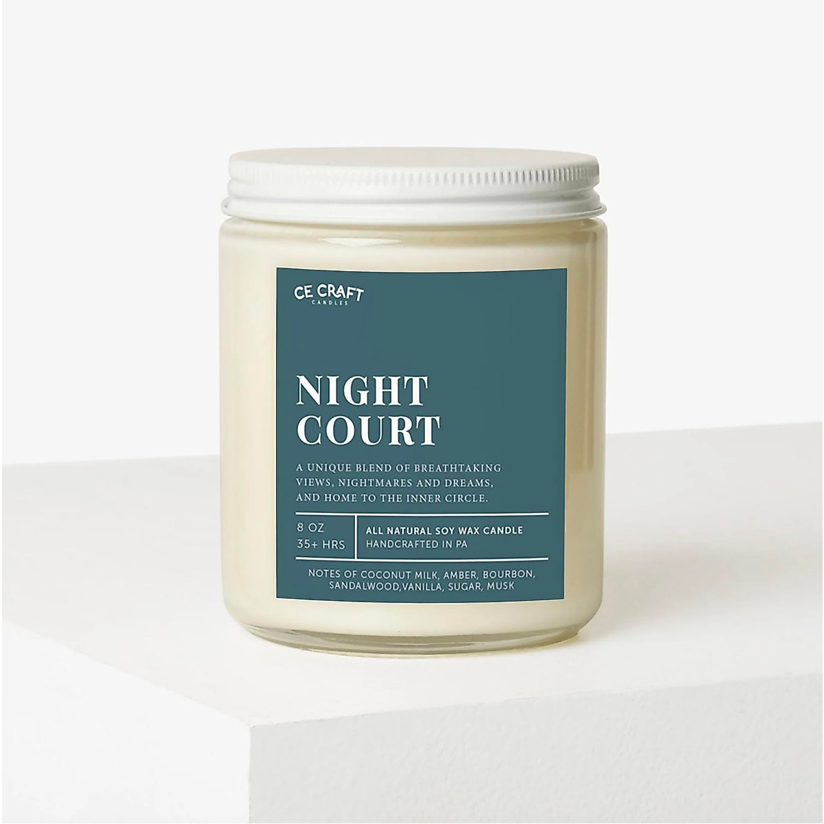 CE Craft Night Court Scented Candle - Gift for Her, Library Book Candle, Book Lover Gift, Acotar, A Court of Thorns and Roses, Manly Book Candle, Book Location Gift