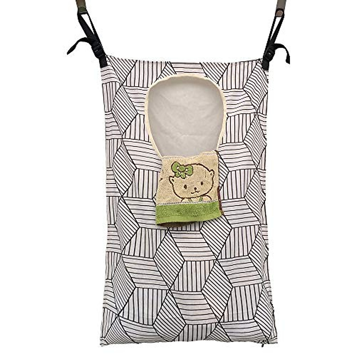 HDHYK Adjustable Space Saving Door Hanging Laundry Hamper with Stainless Steel Hooks