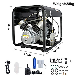 TUXING 4500Psi Pcp Compressor,Double Cylinder Scuba Air Compressor,Manually Stop Version,High Pressure Air Pump for Air Rifle Gun 6.8L Scuba Tank,Paintball Gun 30Mpa 110V(TXED011)