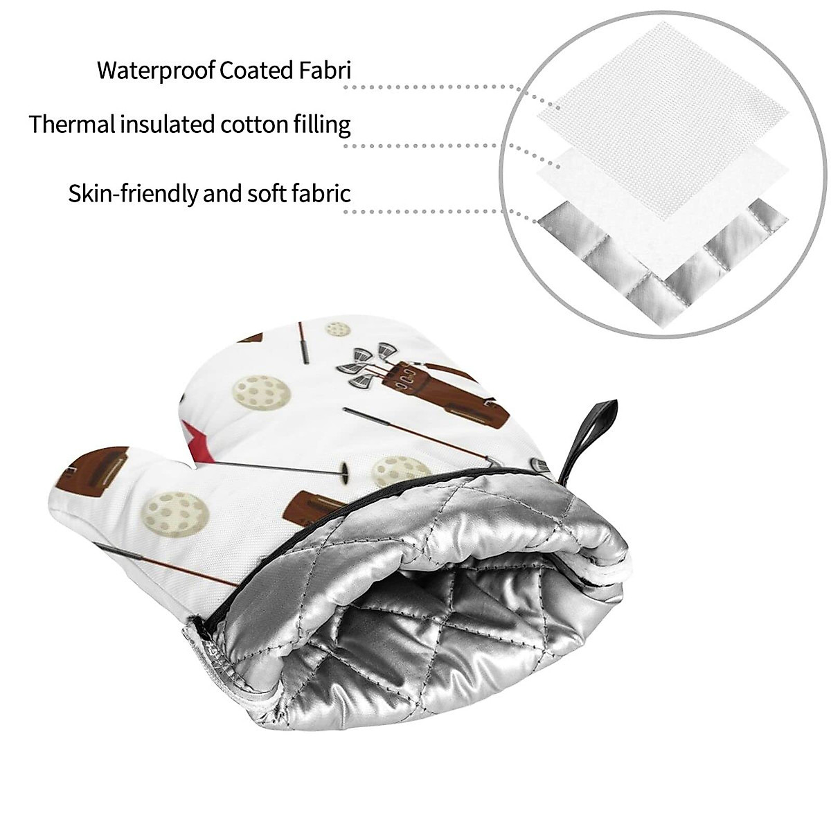 Golf Theme Oven Mitts and Pot Holders Set of 4 for Kitchen Cooking BBQ Baking