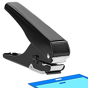 JIKIOU Badge Hole Punch, Upgraded All-Metal Construction Oval Hole Punch, Heavy-Duty Hole Punch for PVC ID Card DIY Crafts Paper Luggage Tag Name Tag Badge Holder(Elliptical Aperture:0.6 x 0.16 inch)