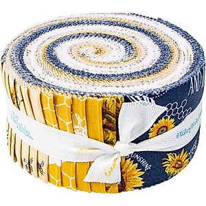Honey Bees and Flowers Please Rolie Polie 40 2.5-inch Strips Riley Blake RP-15130-40