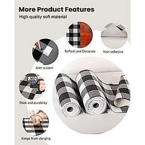 Shelf Liner for Kitchen Cabinets Non-Adhesive Drawer Liner Non-Slip Cabinet Liners Washable Thickened Mats for Cupboard, Tool Box, Shelves, Dorm Drawers, Pantry, 11.8In x 10FT, Black