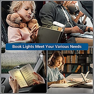 DEWENWILS USB Rechargeable Book Reading Light, Warm White, Brightness Adjustable for Eye-Protection, LED Clip on Book Lights, Portable Bookmark Light for Reading in Bed, Car (White)