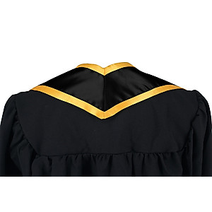 GraduationMall Plain Graduation Honor Stole Angled End Black With Gold Trim Unisex Adult 72" Long