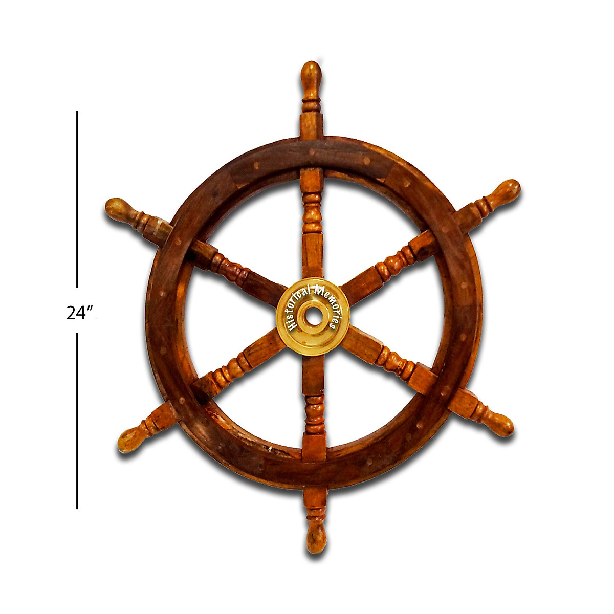 Nautical Specials SH 8763-VC Nautical Sheesham Wood Ship Wheel with Brass Center Home Decoration Gifts (24")