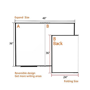 Magnetic Dry Erase White Board 48x36 Inch, 4x3 WhiteBoard Foldable Aluminum Frame Wall Mounted Dry Erase Board for School Office and Home