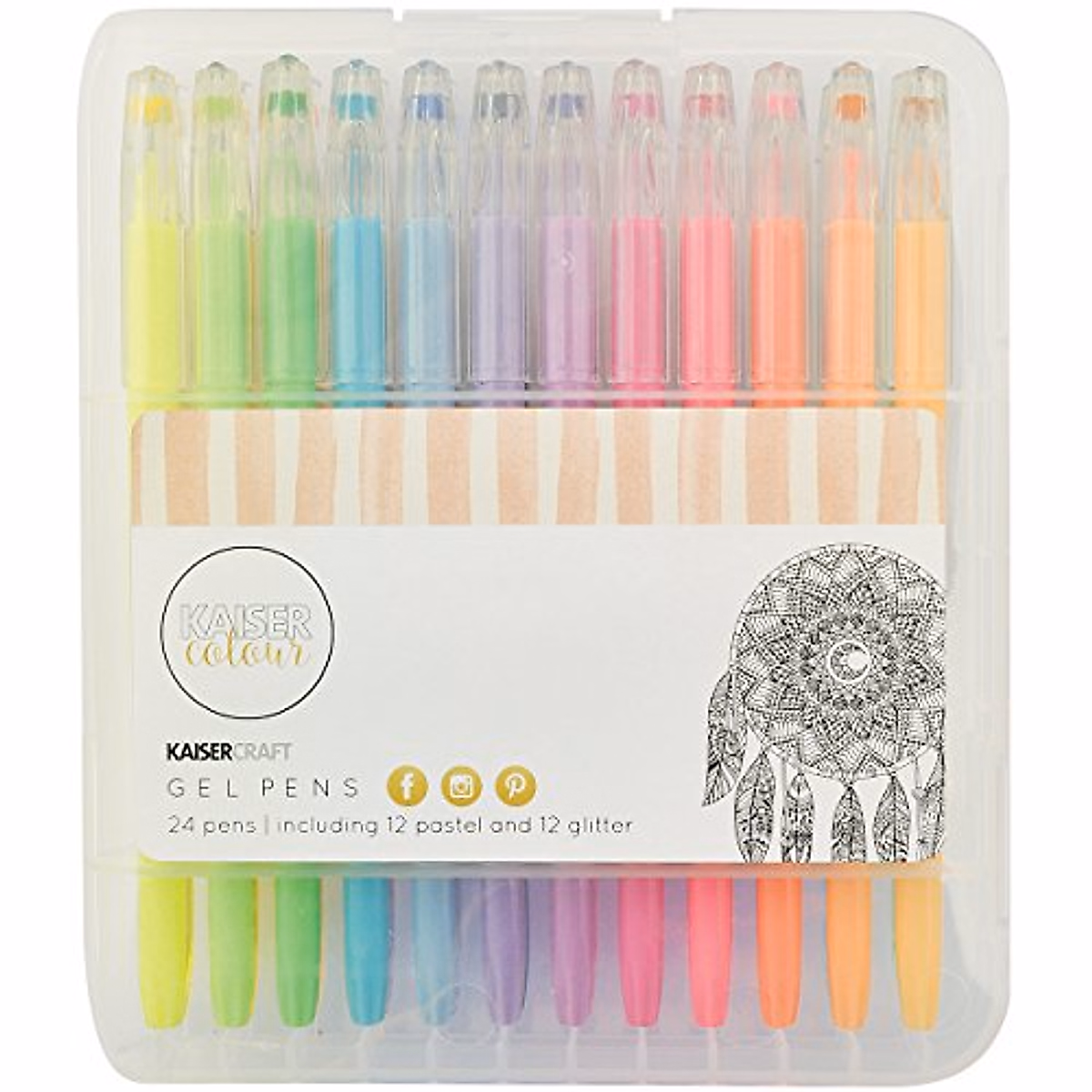 KaiserColour Gel Pens 24/Pkg, Pastel & Glitter; 12ea
