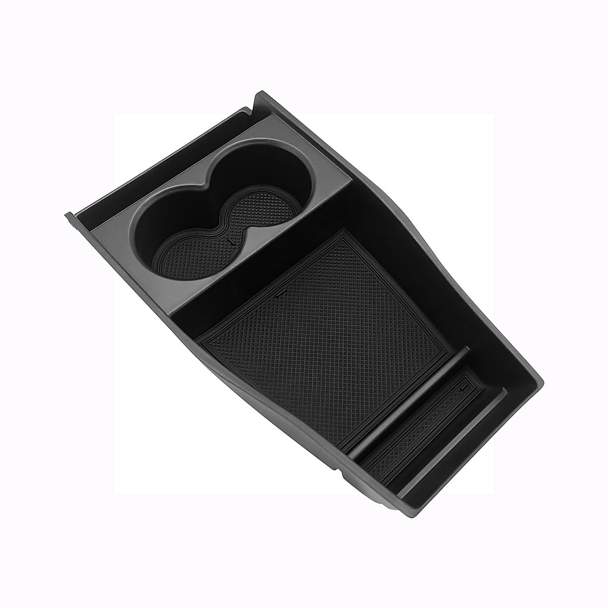 BestEvMod for Ioniq5 Lower Center Console Organizer Cup Holder Tray Storage Box Accessories with Rubber Black Trim Compatible with Hyundai Ioniq 5 2022-2024 Accessories (Lower Tray-cup holder style)