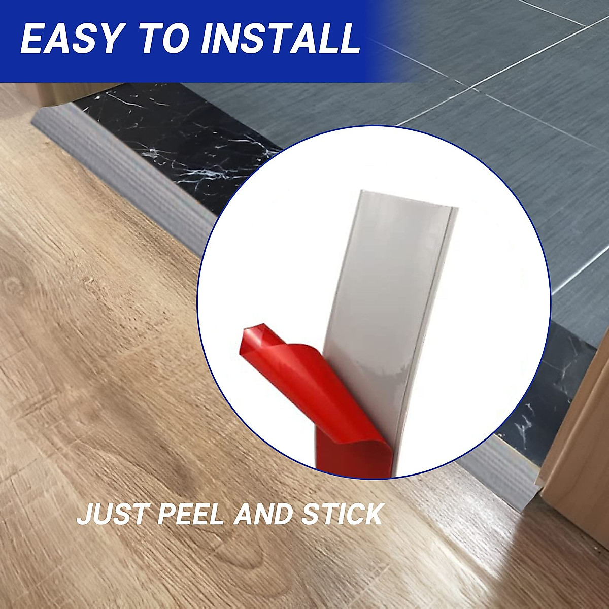 6.56 Ft Vinyl-Floor-Transition-Strip-Self-Adhesive 2 in Width - Guokller Rubber Transition Strips for Laminate Flooring/Repairing Floor Gaps and Doorway