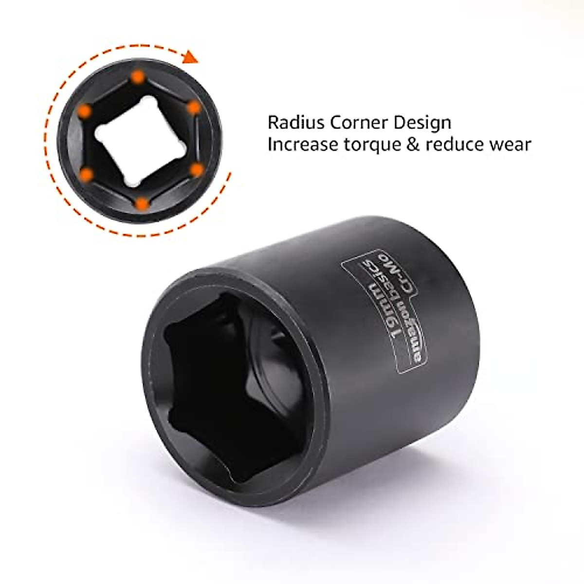 Amazon Basics 3/8-Inch Drive 6 Point Impact Socket Set with Carrying Case - 44-Piece