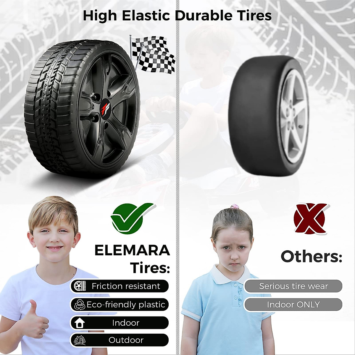 ELEMARA Electric Go Kart for Kids, 12V 2WD Battery Powered Ride On Cars with Parent Remote Control for Boys Girls,Toy Gift Vehicle with 2 Speed,Safety Belt,Music,UP to 70lbs, White