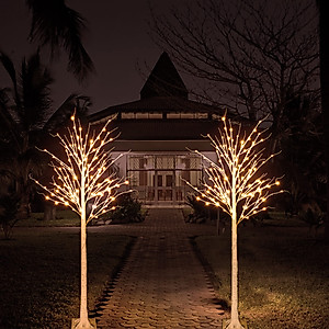 7FT Lighted Birch Trees for Decoration Outside, 150 LED White Tree with Warm White Lights, Artificial Christmas Birch Branches for Party Holiday Wedding Thanksgiving Garden Home Porch Decor