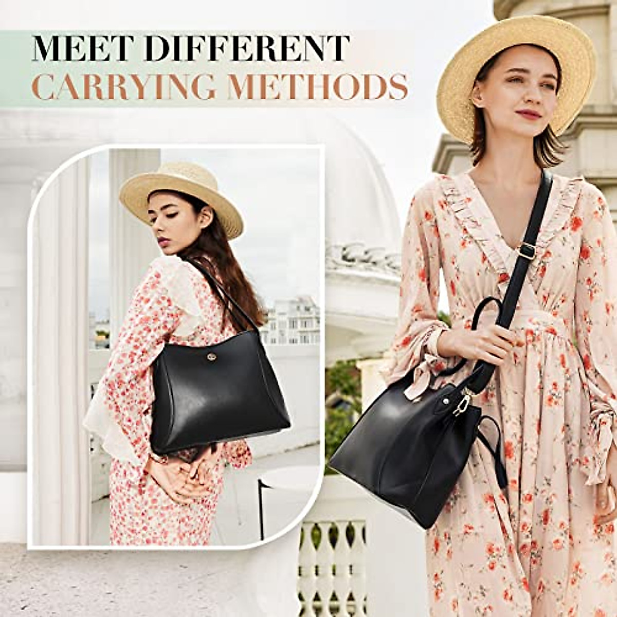 Missnine Hobo Bags for Women PU Leather Purse Fashion Crossbody Handbag Chic Tote Bag with Adjustbale Shoulder Strap