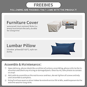 Rattaner 4 Pcs Outdoor Furniture Sets Patio Furniture Set Patio Couch Outdoor Chairs Storage Table with Anti-Slip Cushions and Waterproof Covers, Navy Blue