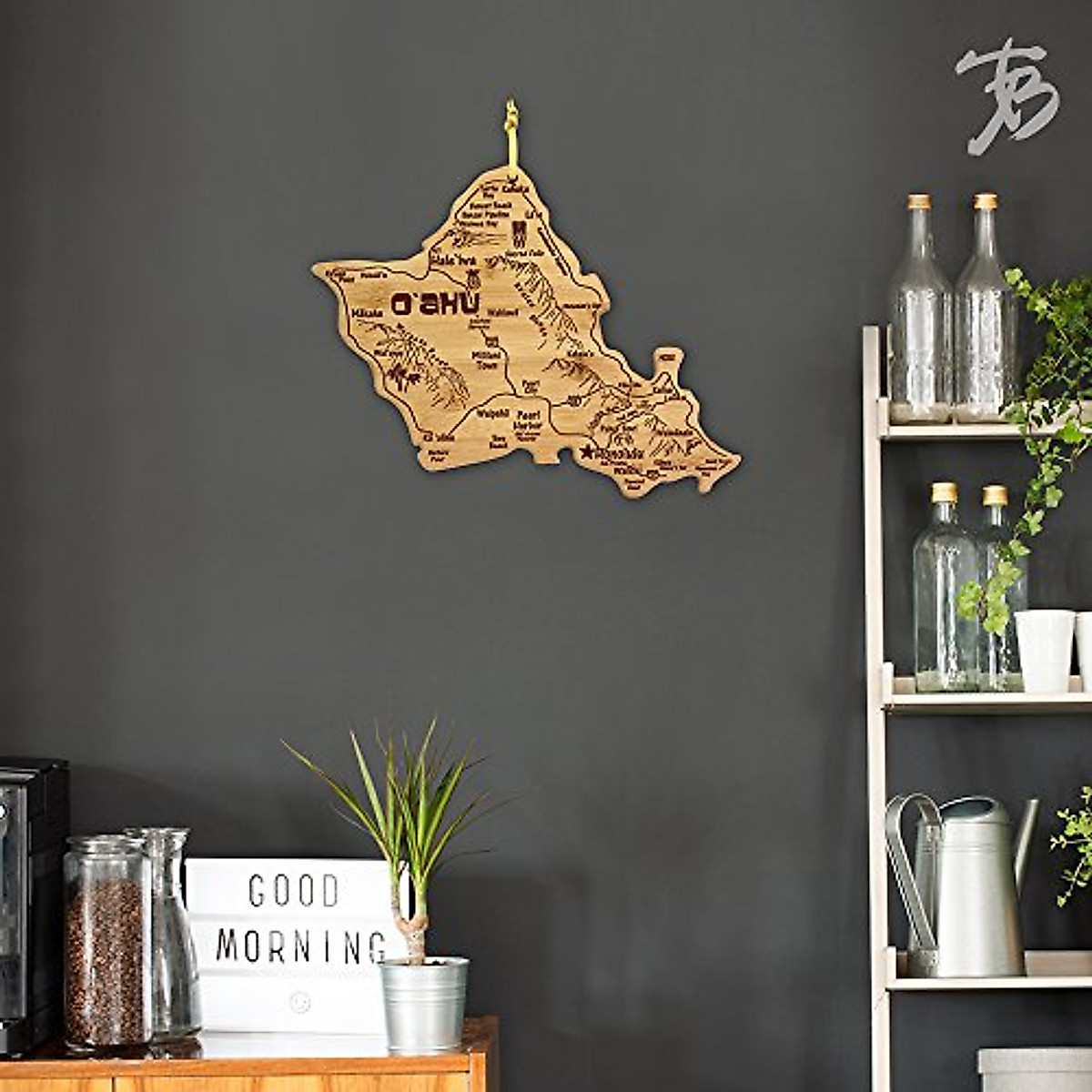 Totally Bamboo Destination Oahu Serving and Cutting Board, Includes Hang Tie for Wall Display