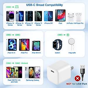 USB C Wall Charger Block, Agtray 2-Pack USB Type C Mini Phone Charger Cube Fast Charging Brick Travel Plug Power Adapter Box for Phone 15/14/13/12, Pad Air Mini Pro, Galaxy S23, Watch, Earbuds (White)