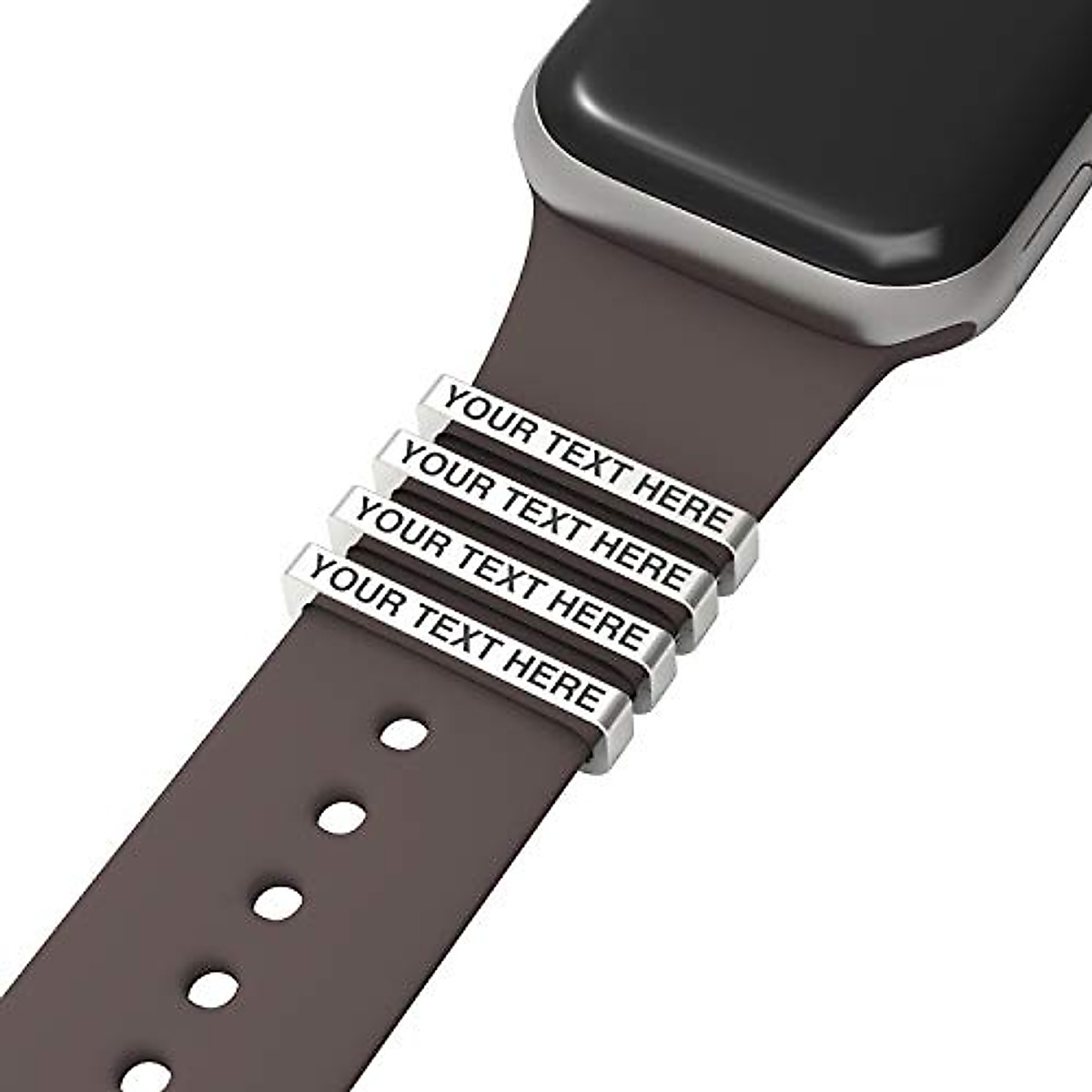 Callancity 4pcs/Set Personalized Watch Band Charms Decorative Ring Loops Compatible for Apple Watch Silicone Bands 38mm 42mm 40mm 44mm 41mm 45mm(No Watch and Band)