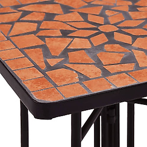Plant Table with Curved Legs, Mosaic Square Side Table, End Table, Coffee Table for Balcony and Deck, Ceramic Tile, 13.8" x 13.8" x 22"
