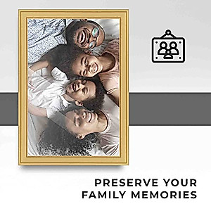7x10 Frame Gold Real Wood Picture Frame Width 1.25 Inches | Interior Frame Depth 0.75 Inches | Fremont Gold Modern Photo Frame Complete with UV Acrylic, Foam Board Backing & Hanging Hardware
