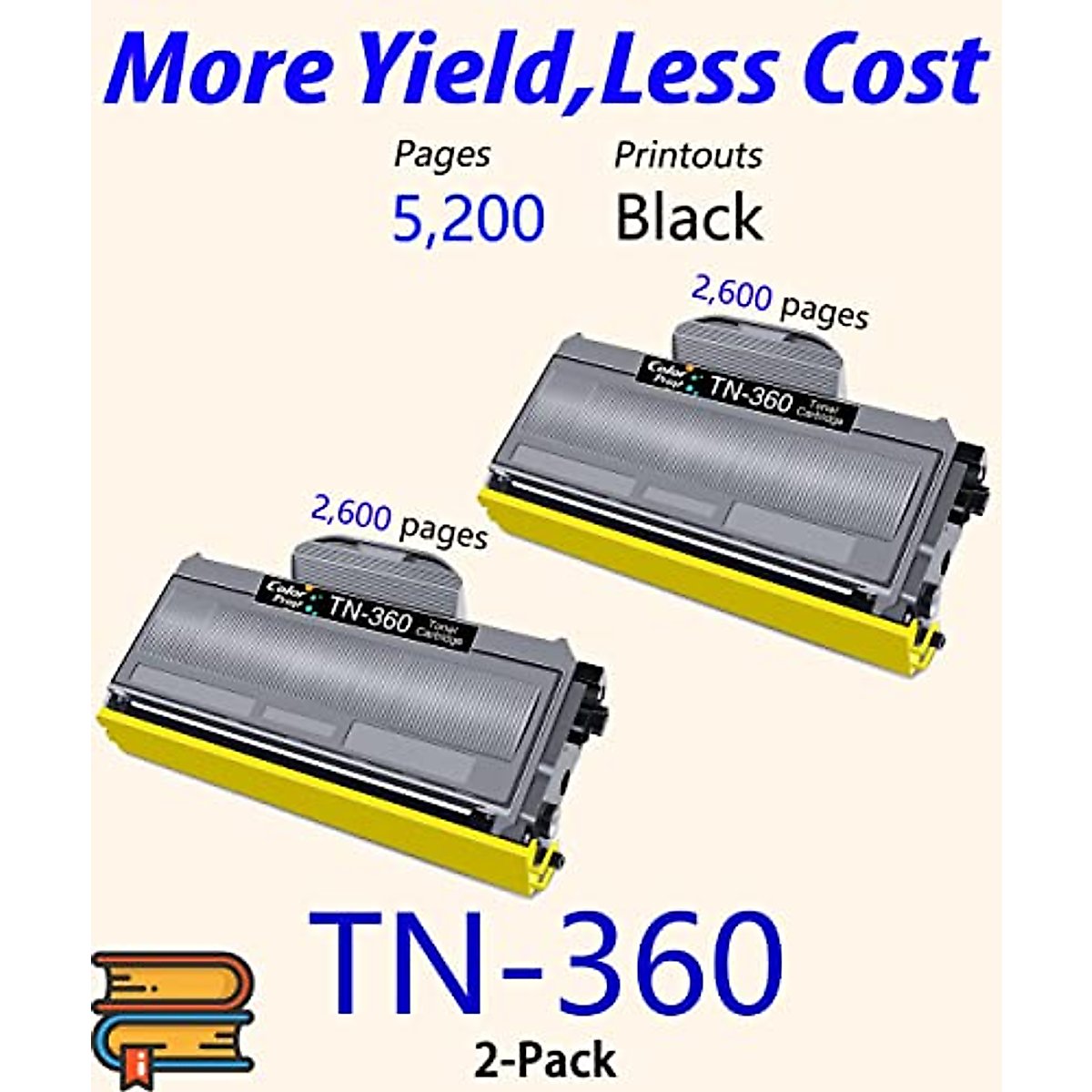 2-Pack ColorPrint Compatible TN360 Toner Cartridge Replacement for Brother TN-360 TN330 TN-330 Work with DCP-7030 DCP-7040 HL-2140 HL-2170W MFC-7340 MFC-7345N MFC-7440N MFC-7840W Printer