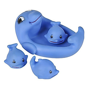 ArtCreativity Floating Dolphin Bath Play Set - 4 Piece Fun Water Bathtub Toys for Kids - Non Toxic Playing Kit for Tub, Pool, Beach - Great Gift Idea for Boys, Girls, Toddlers, Babies - Blue
