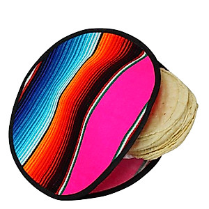 Needzo Cute Kitchen Essentials, Mexican Serape Pattern Tortilla Warmer, Microwavable for Corn and Flour Tortillas, Multicolor