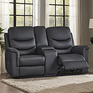 Consofa Loveseat Recliner Reclining Loveseat with Console, Wall Hugger Loveseat Recliner, Double Reclining Loveseat with Side Pockets & Cup Holders for Living Room, Office, Home Theater