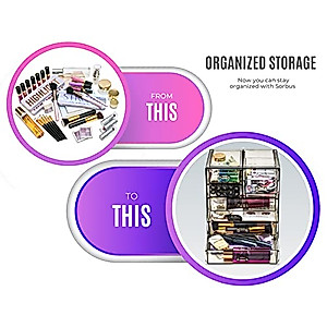 Sorbus Acrylic Clear Makeup Organizer - Big & Spacious Cosmetic Display Case - Stylish Designed Jewelry & Make Up Organizers and Storage for Vanity, Bathroom (3 Large, 4 Small Drawers) [Black Jewel]