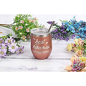Best Mother In Law Tumbler Best Mother In Law Gifts Best Mother In Law Wine Tumbler Best Mother In Law Ever Tumbler Mother In Law Gifts from Daughter Son In Law 12 Ounce with Gift Box Rose Gold