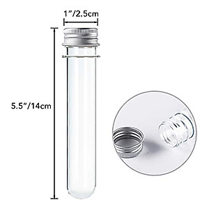 BTSD-home 25x140mm(40ml) Plastic Test Tubes with Screw Caps for Gumball Candy Storage, Bath Salt Vials, Hot Cocoa Containers, Bridal Shower, Baby Shower, Wedding, Kids Birthday Party Favors（30 Pack）