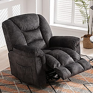 ANJ Oversized Rocker Chair Manual 360 Degree Swivel Recliners Comfy Glider Rocking Chairs for Big Man Home Extra Wide Overstuffed Reclining Chair for Living Room, Grey