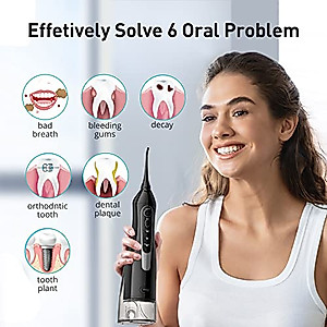 Water Dental Flosser Teeth Pick: Portable Cordless Oral Irrigator 300ML Rechargeable Travel Irrigation Cleaner IPX7 Waterproof Electric Waterflosser Traveling Flossing Machine for Teeth Cleaning