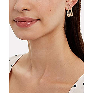 Safety Pin Earrings for Women - Ldurian Silver Plated CZ Hoop Earrings - Minimalist Paper Clip Earring - Drop Dangle Paperclip Earrings for Teen Girls