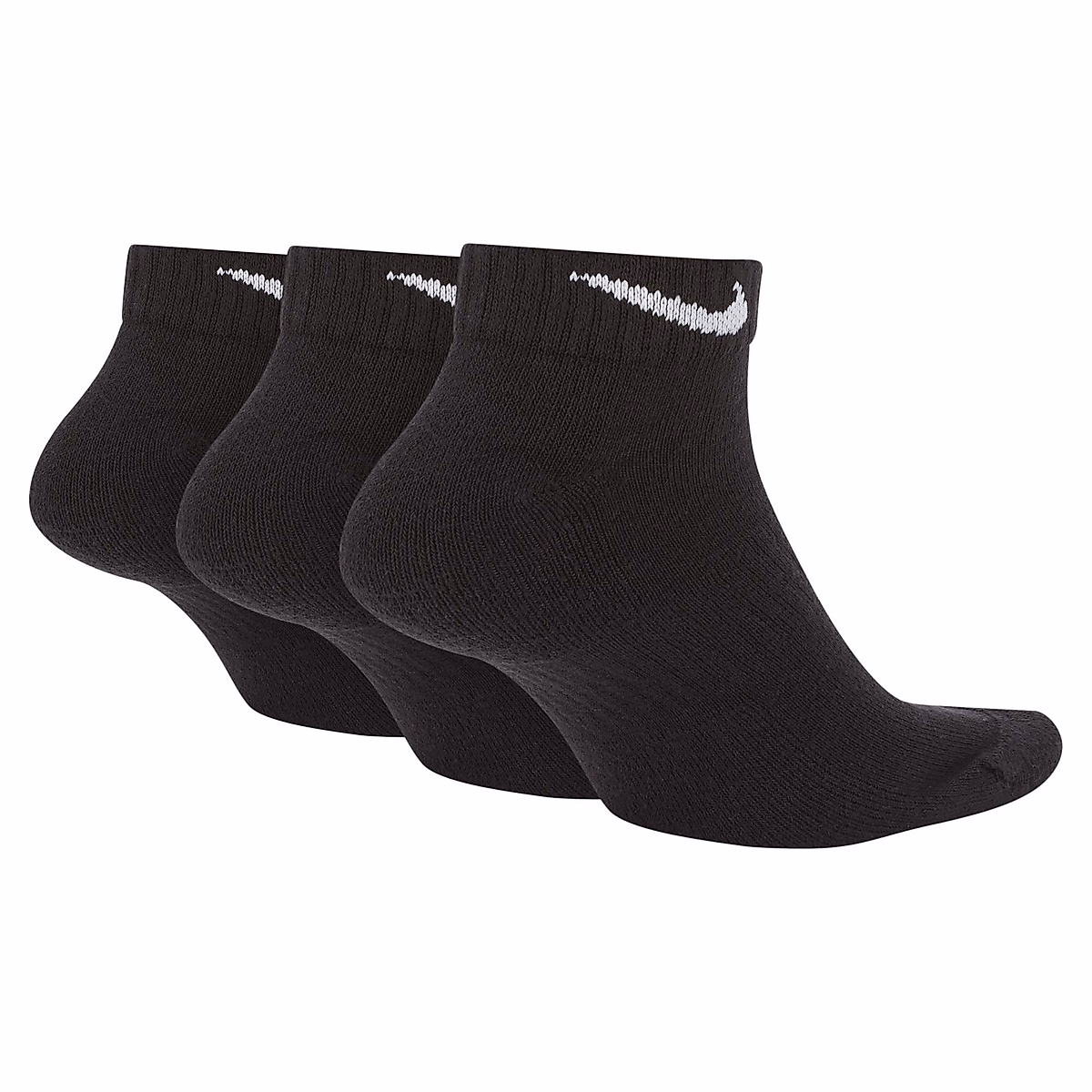 Nike Everyday Cushion Low Training Socks (3 Pair), Men's & Women's Athletic Low Cut Socks with Sweat-Wicking Technology, Black/White, Large