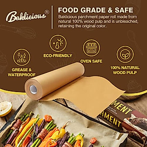 Unbleached Parchment Paper Roll for Baking, 15 in x 210 Ft, 260 Sq.Ft, Non-stick Baking Paper, Food Grade Cooking Paper for Bread, Cookies, Heat Press, Oven, Air Fry