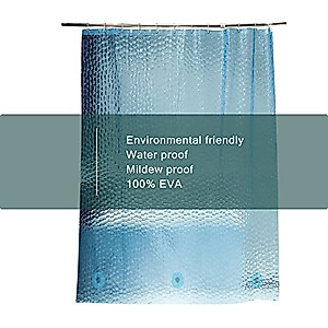 LQFMEHOT EVA Blue Shower Curtain Liner,3D Water Cube 5G Shower Liners with 12 Rustproof Metal Grommets and Weighted Magnets, Waterproof Duty Shower Curtains for Shower Bathroom 72 x 72