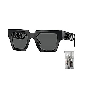 Versace VE4431 50MM Black/Dark Grey Square Sunglasses for Women + BUNDLE With Designer iWear Complimentary Eyewear Kit