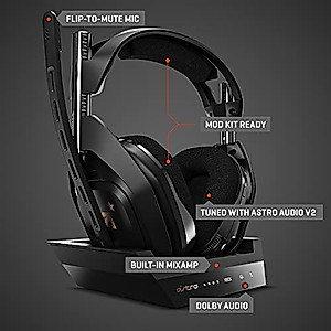 ASTRO Gaming A50 Wireless Headset + Base Station Gen 4 - Compatible with Xbox Series X|S, Xbox One, PC, Mac - Black/Gold