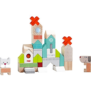 HABA Dog and Cat Building Blocks - 31 Piece Wood Stacking Toy (Made in Germany)