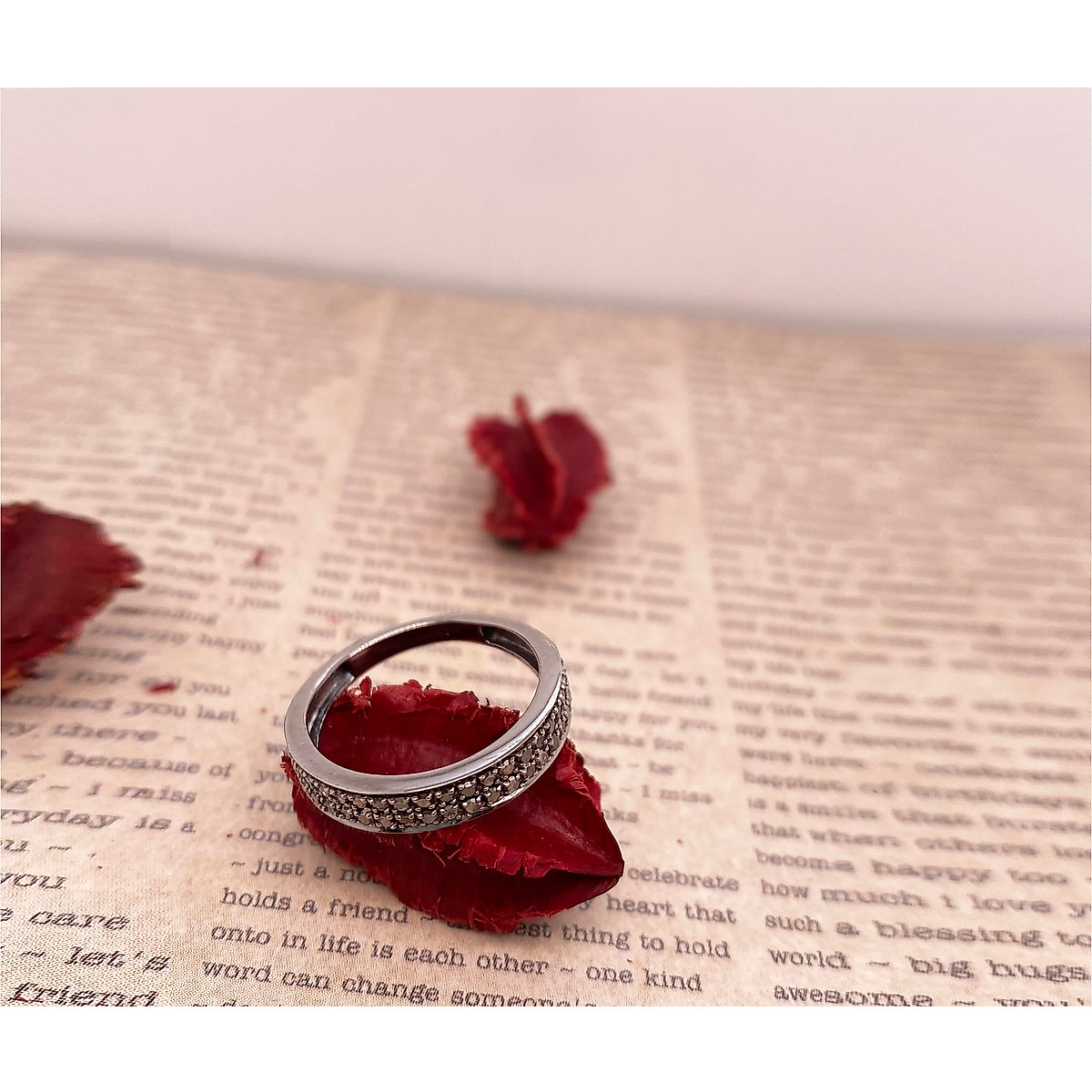 Dazzlingrock Collection 0.35 Cttw Round Black Diamond Double Line Anniversary Wedding Black Rhodium Ring for Ladies in 10K White Gold, Size 8.5