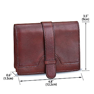LRTO Genuine Leather Small Purse Wallet for Women RFID-Blocking Handmade Clutch Wallets Money Clip Card Organizer (Brown)