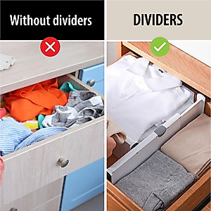 Drawer Dividers Adjustable for Clothes by Maginare, Pack of 5, Easy Locks in Place, EVA Foam Ends, 4" High, Expandable 11-17", Sturdy, for Bedroom, Bathroom, Closet, Office