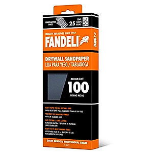 Fandeli | Multi-Purpose Sanding Paper | Grit 100 | 25 Sheets of 4 1/4'' x 11'' | Perfect for Sanding Drywall | Hand Sanding | Orbital Sanders